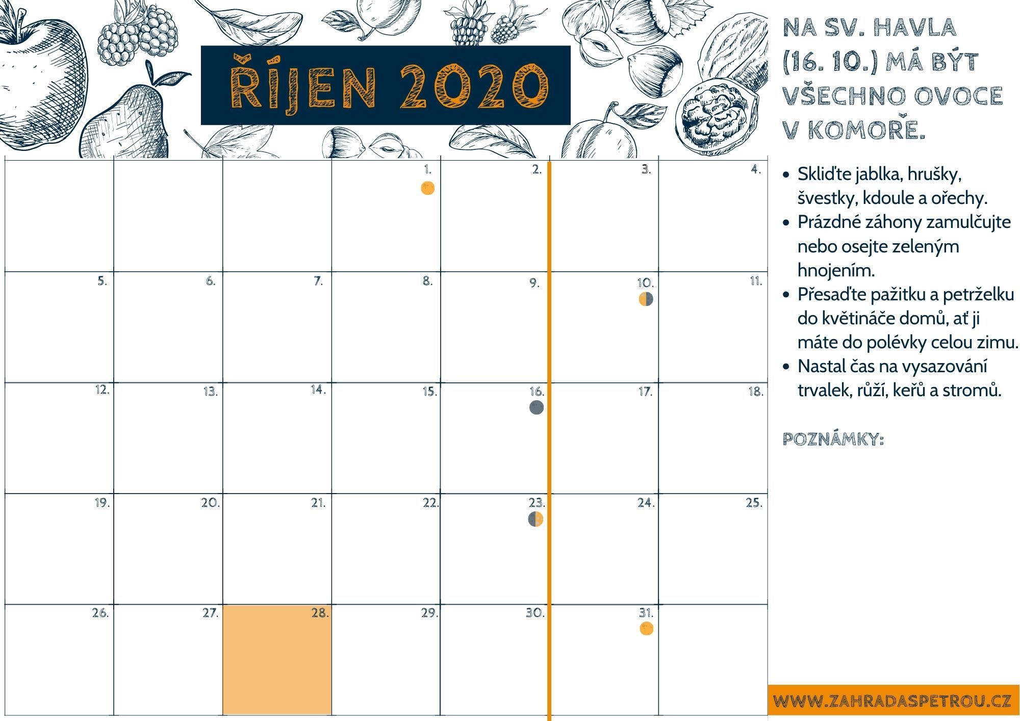 Kalendář k vytištění ZDARMA